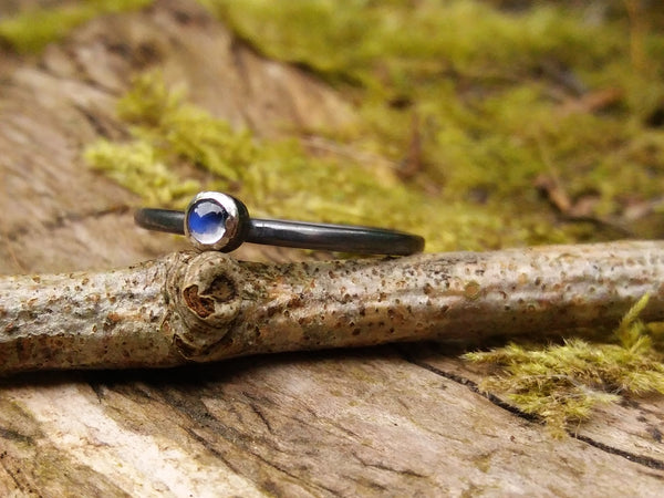 Moonstone and Wound Tiny Silver Stacking Rings – Roche Designs